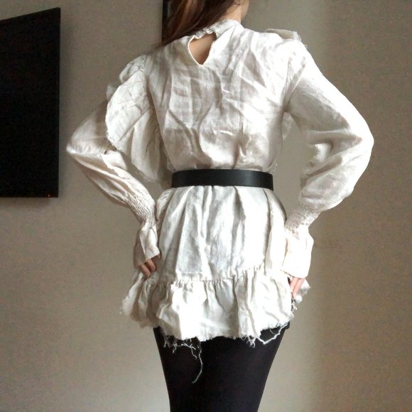 Deplumer | Dresses | Long Sleeve White Ruffle Dress | Poshmark